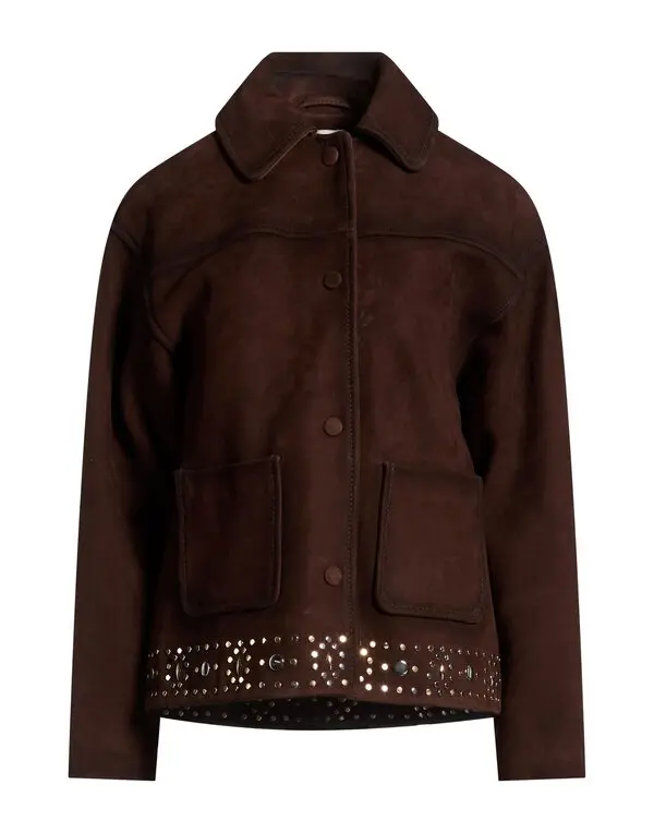 Sandro Jacket Chocolate Size Lambskin