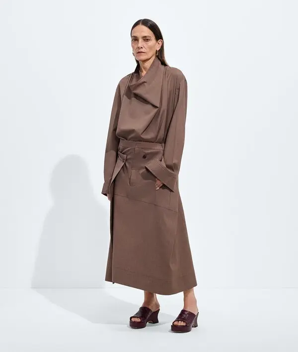 Bottega Veneta Light Wool Toile Skirt