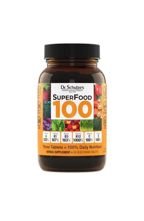 DR. SCHULZE'S Superfood 100 Supplement For Overall Wellness, Cellular Nutrition And Energy Support, Gluten-free - Brown