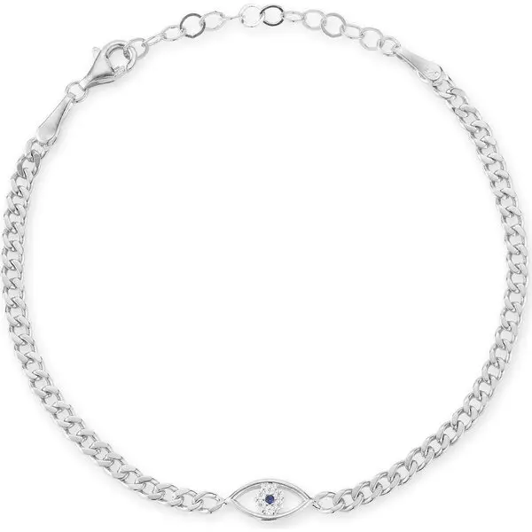 GLAZE JEWELRY Cubic Zirconia Evil Eye Bracelet - Silver