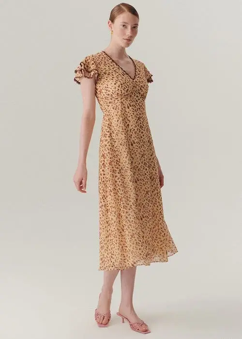 EXQUISE Nora Chiffon Midi Dress