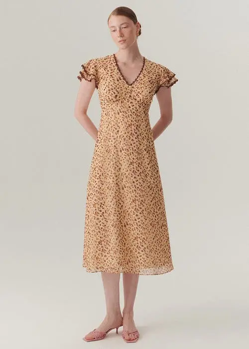EXQUISE Nora Chiffon Midi Dress