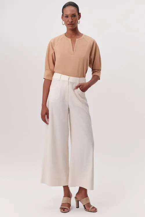 EXQUISE Rebecca High Rise Zippered Wide Leg Pants