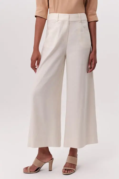 EXQUISE Rebecca High Rise Zippered Wide Leg Pants