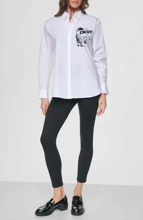 Dkny Print Pocket Poplin Shirt