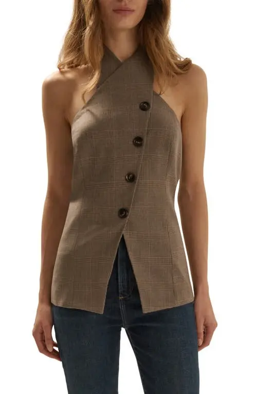 FAVORITE DAUGHTER The Crossover Halter Vest - Java Plaid