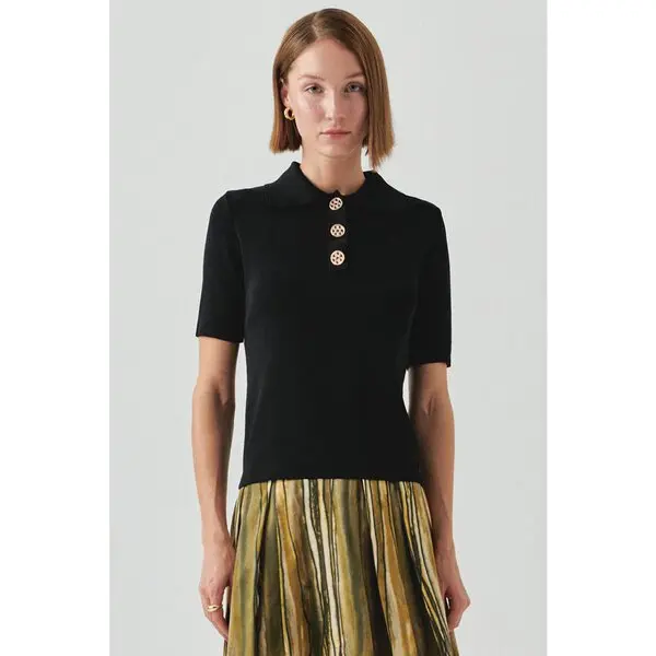 EXQUISE Jaylah Short Sleeve Blouse - Black