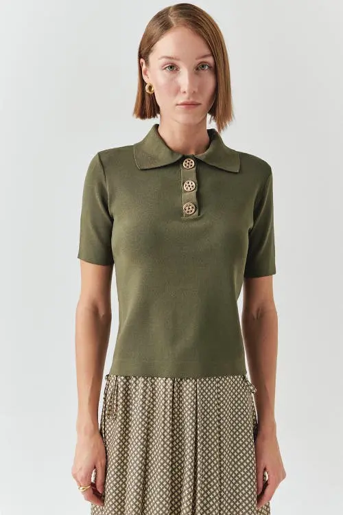 EXQUISE Jaylah Short Sleeve Blouse - Khaki