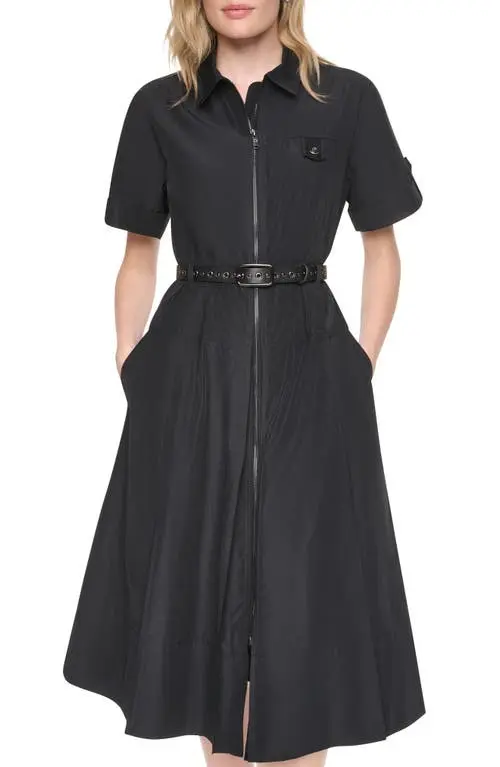 Dkny Zip Front Taffeta Shirtdress
