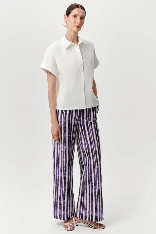 EXQUISE Tegan Poplin Short Sleeve Shirt