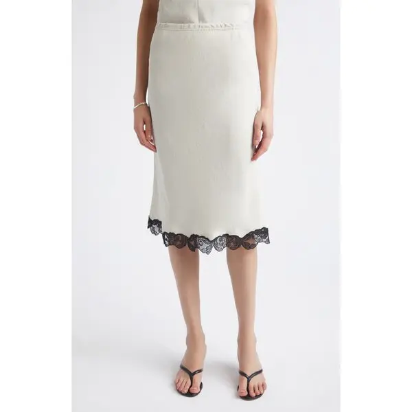 Maria Mcmanus Bias Lace Midi Skirt - Champagne