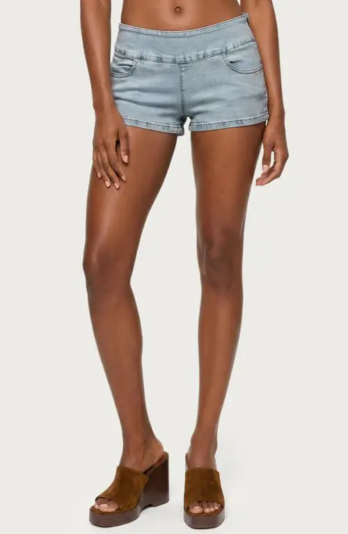 EDIKTED Zaida Stretch Denim Micro Shorts - Light-blue