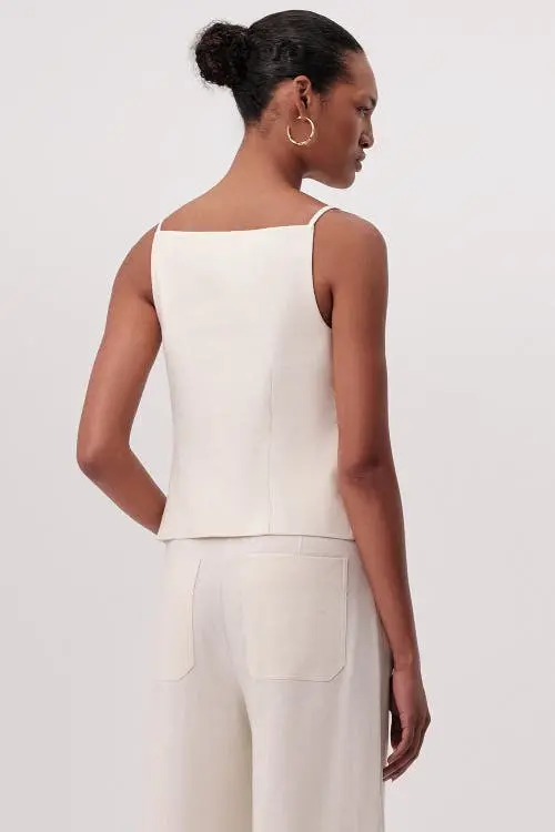 EXQUISE Rebeca Square Neck Button Front Sleeveless Blouse