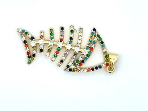 GEMINI JEWELRY Multicolor Fish Bone Pendant