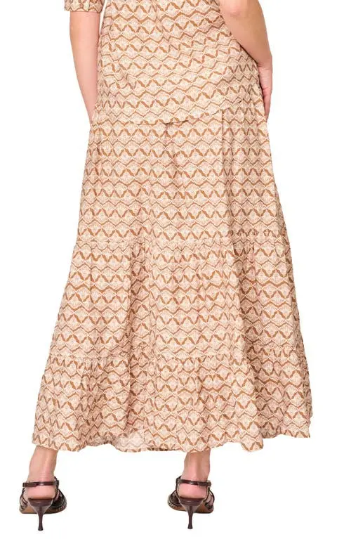 GIBSONLOOK Tiered Maxi Skirt With Drawcord Waist - Mocha Shell