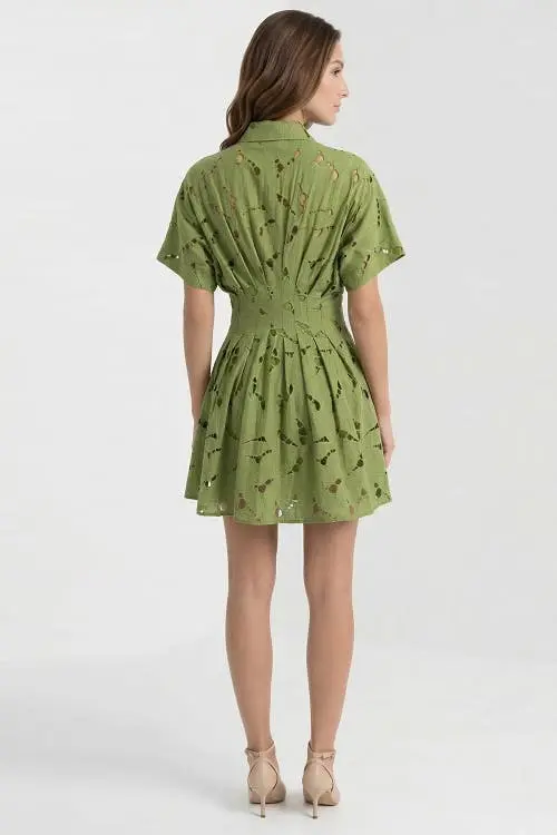 EXQUISE Angevin Slim Short Sleeve Mini Dress - Green