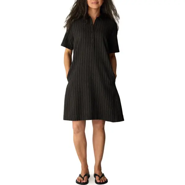 Eileen Fisher Classic Collar Shirtdress - Black/white