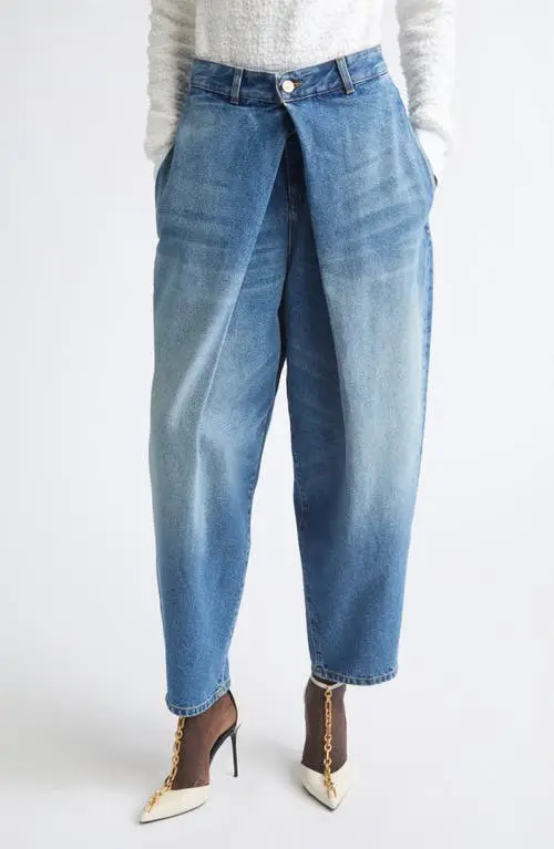 Balmain Pleated Barrel Leg Jeans - 6ff Blue