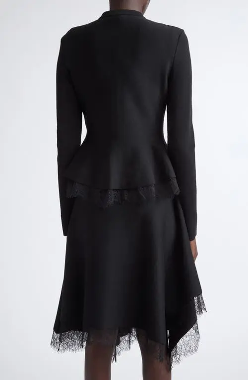 Alexander McQueen Lace Trim Peplum Cardigan