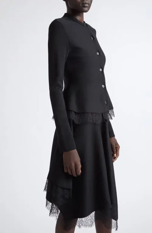 Alexander McQueen Lace Trim Peplum Cardigan
