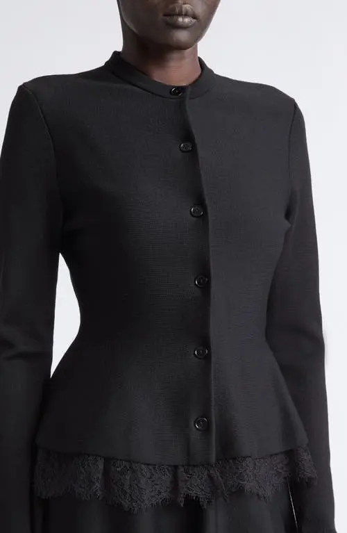 Alexander McQueen Lace Trim Peplum Cardigan