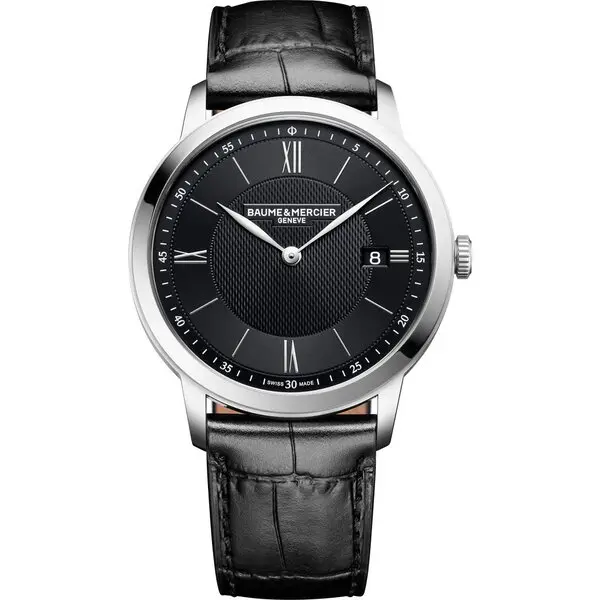 Baume & Mercier Classima Leather Strap Watch - Black
