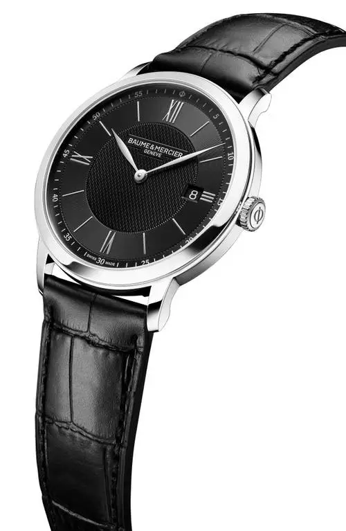 Baume & Mercier Classima Leather Strap Watch - Black