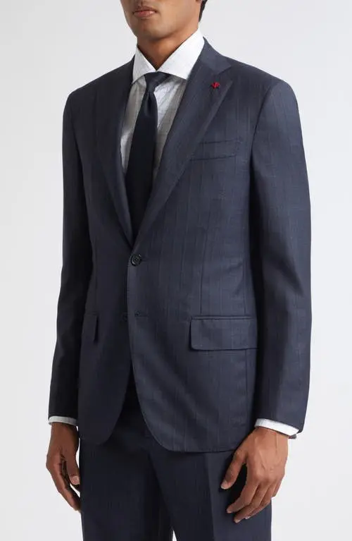 Isaia Delain Navy Check Wool Suit