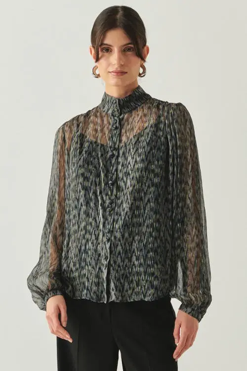 EXQUISE Kamiyah Mandarin Collar Blouse