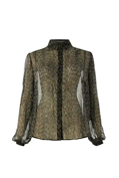 EXQUISE Kamiyah Mandarin Collar Blouse