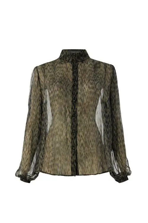 EXQUISE Kamiyah Mandarin Collar Blouse