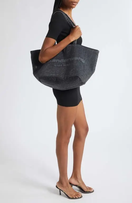 Alexander Wang Punch Hotfix Denim Tote - Grey Aged