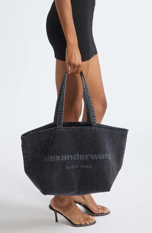 Alexander Wang Punch Hotfix Denim Tote - Grey Aged