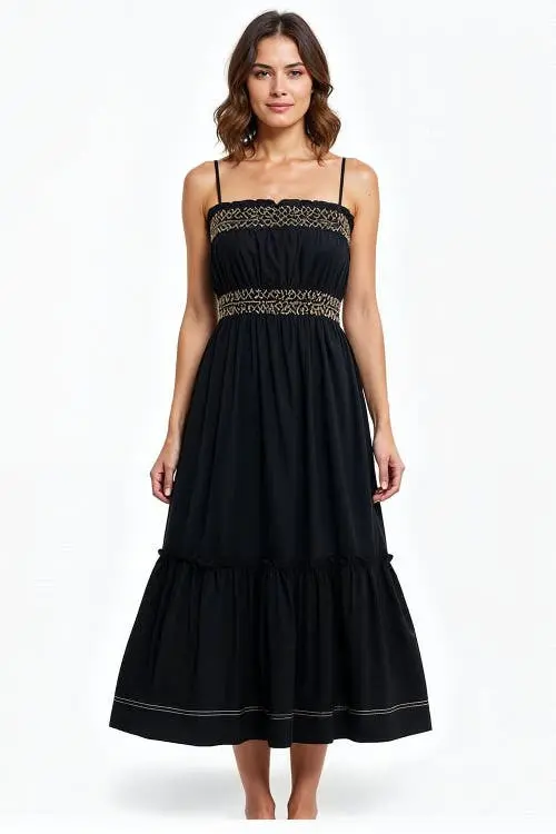 EXQUISE Spaghetti Strap Midi Dress
