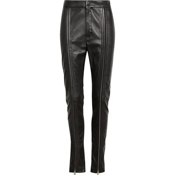 TOM FORD Zip Front Lambskin Leather Skinny Pants - Black