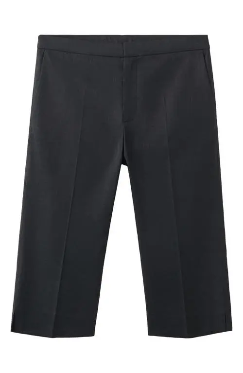 Mango Linen Blend Capri Pants - Black