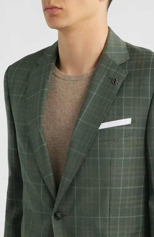 BOSS Hutson Slim Fit Windowpane Check Virgin Wool Sport Coat