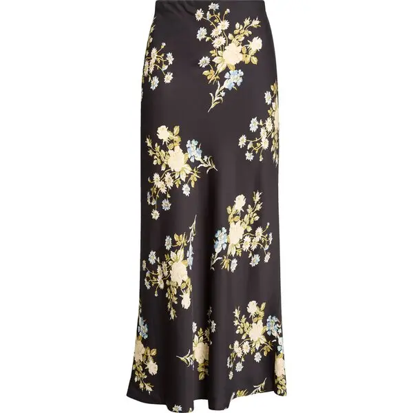 Veronica Beard Clover Floral Silk Blend Maxi Skirt - Black Multi