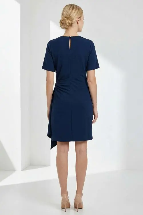 EXQUISE Velvet Crew Neck Mini Knit Dress - Navy