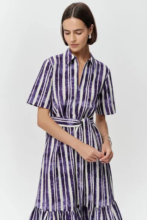 EXQUISE Xenia Striped Midi Dress