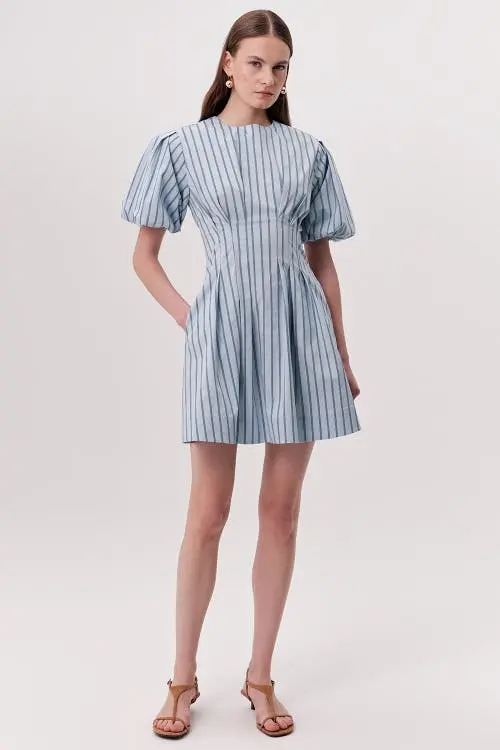 EXQUISE Nancy Puff Sleeve Fitted Pocketed Mini Dress