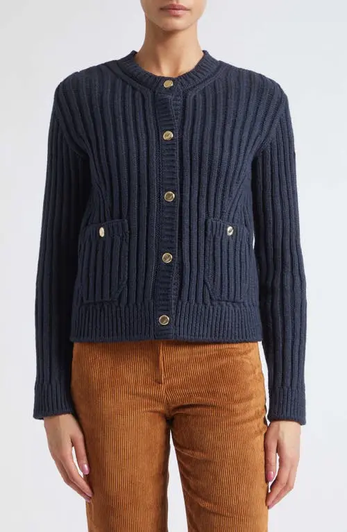 Moncler Mixed Media Down Cardigan - Blue