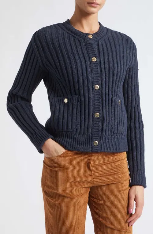 Moncler Mixed Media Down Cardigan - Blue