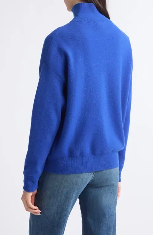 Staud Hudson Quarter Zip Cashmere Sweater - Cobalt