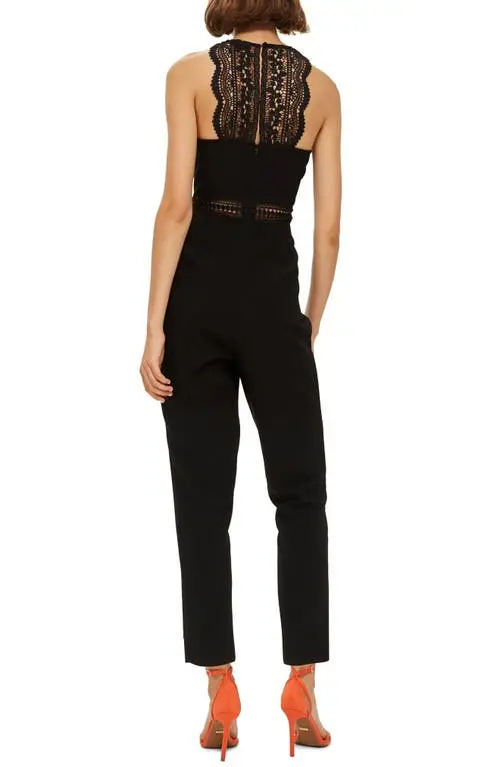 Topshop Saskia Lace Trim Jumpsuit
