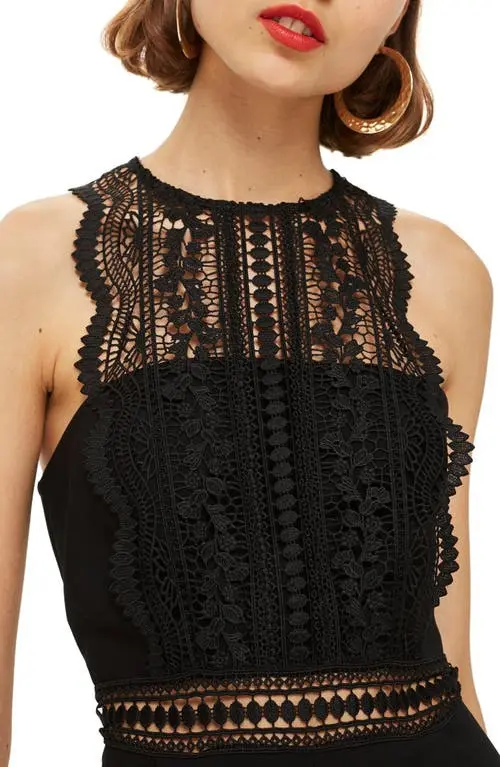 Topshop Saskia Lace Trim Jumpsuit