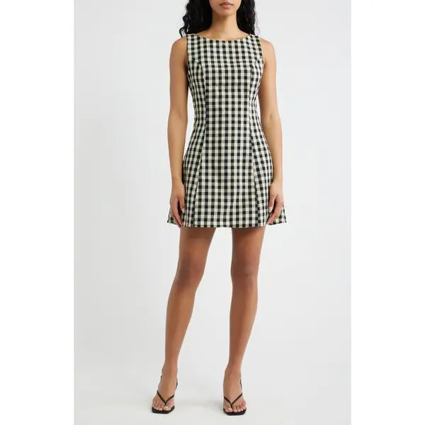 PETAL & PUP Circe Gingham Minidress - Black Gingham