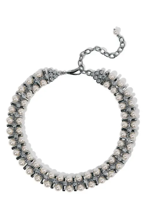 Nadri Imitation Pearl Retro Choker - Rhodium