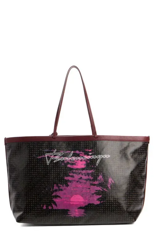 Balenciaga Medium Snob Coated Canvas Tote - 6092 Amaranth