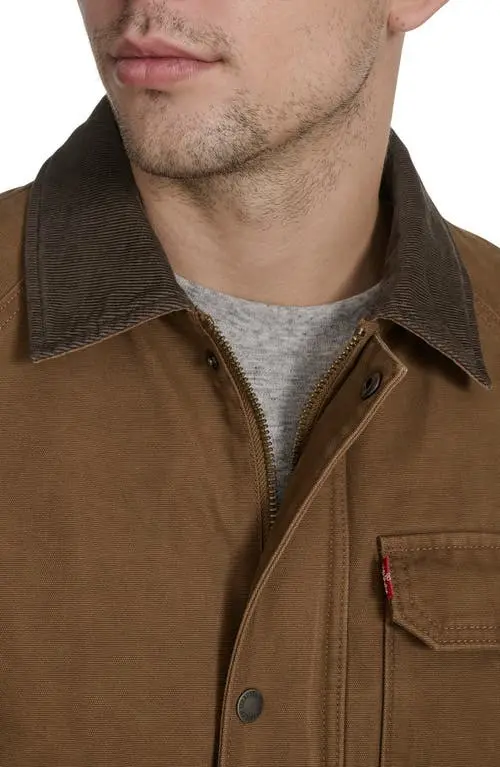 LEVI'S Cotton Canvas Field Jacket With Corduroy Collar - Brown